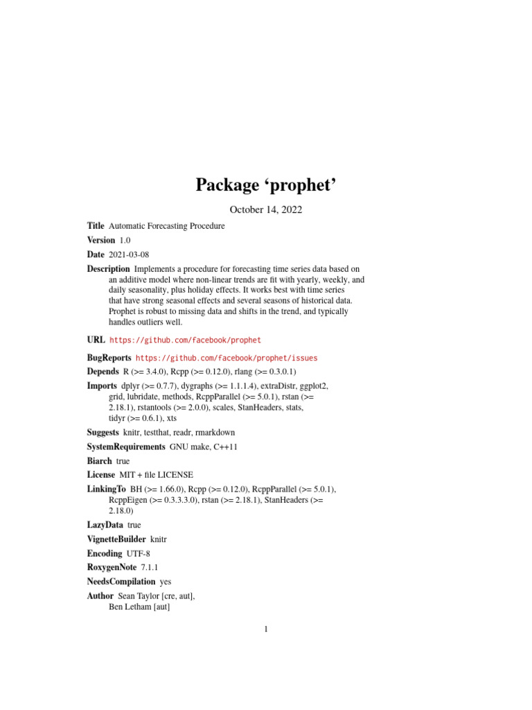 Prophet | PDF | Seasonality | Boolean Data Type