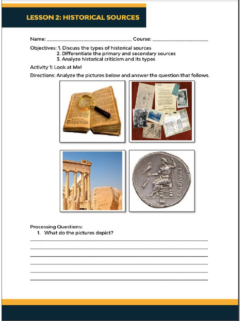 Lesson 2 HISTORICAL SOURCES | PDF