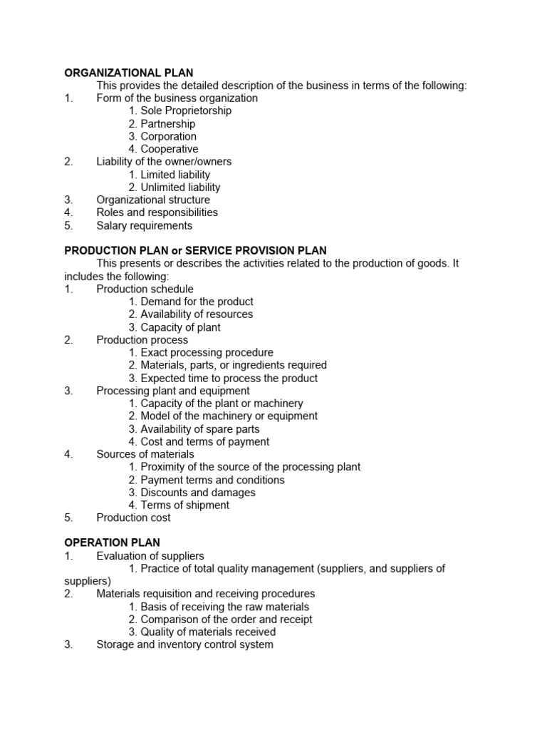 Entrep Bus Plan Organizational Plan | PDF | Supply Chain | Warehouse