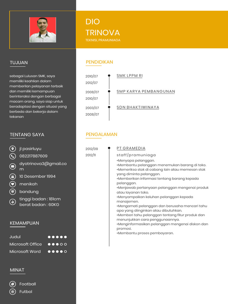 CV Dio Background Merah | PDF