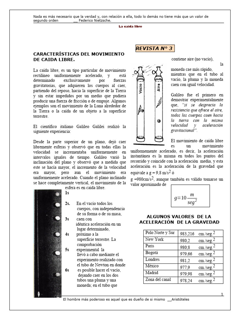 Caida Libre 1 | PDF | Fuerza | Gravedad