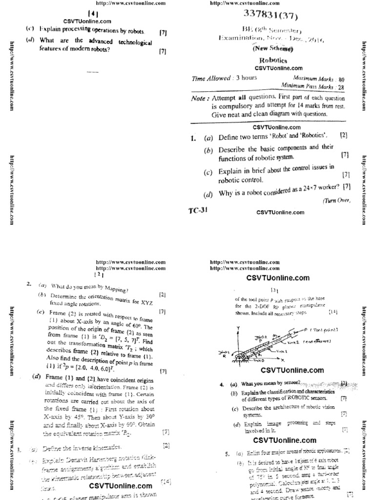 Me 337831 Robotics Dec 2016 | PDF