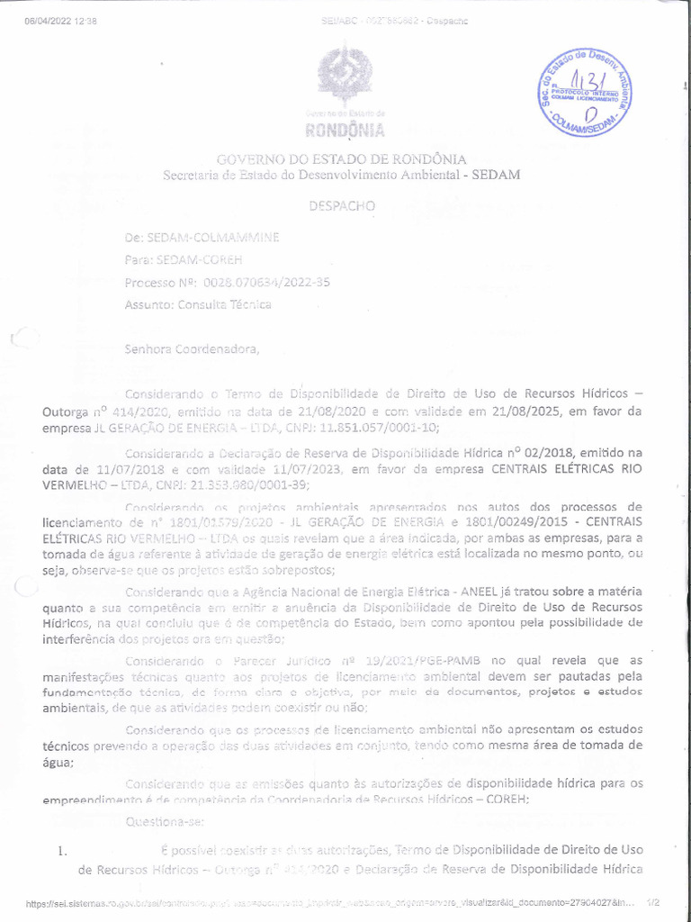 Despacho Processo 0028070634202235 | PDF