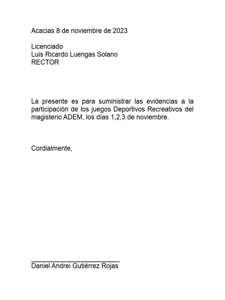 Carta Rector Adem | PDF