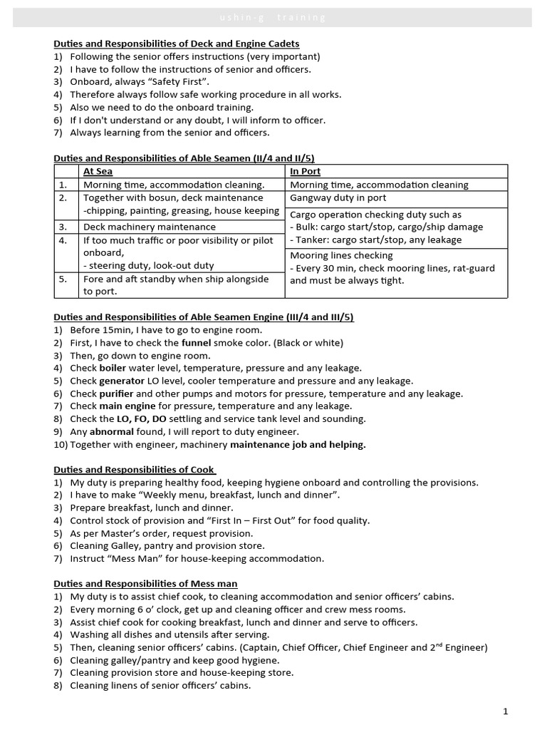 Training For Galley | PDF