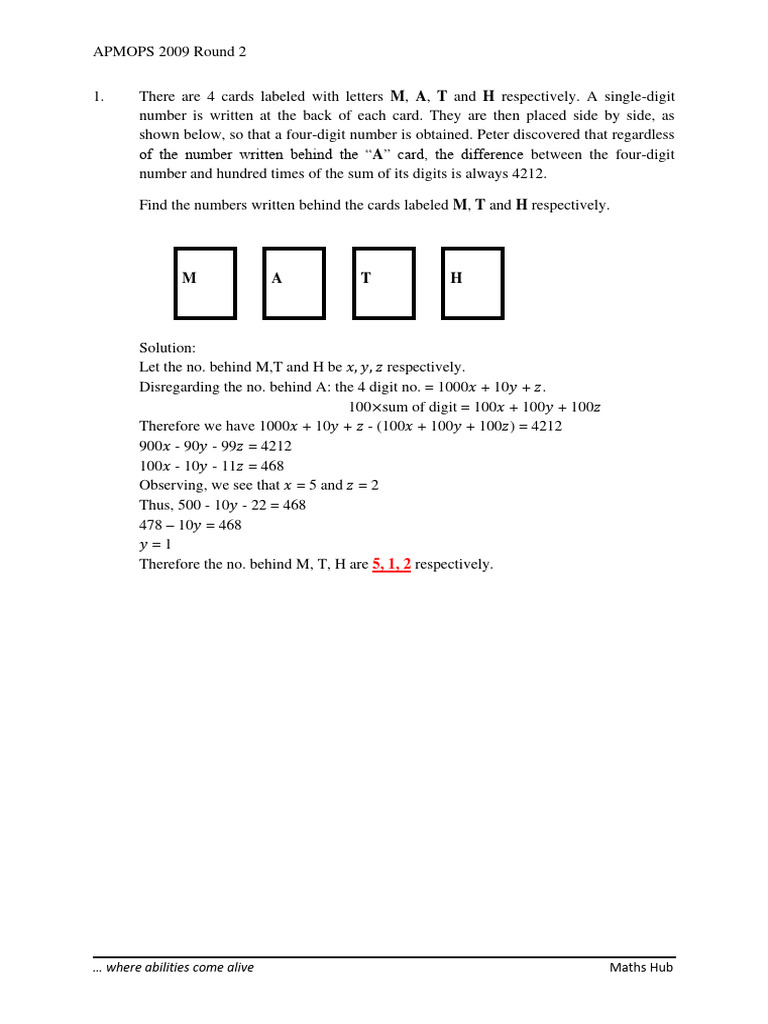 APMOPS 2009 B Solution | PDF | Area | Rectangle