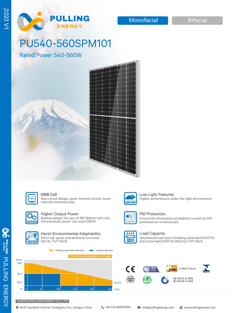 Pulling Energy 560W Mono | PDF | Physical Sciences | Electricity