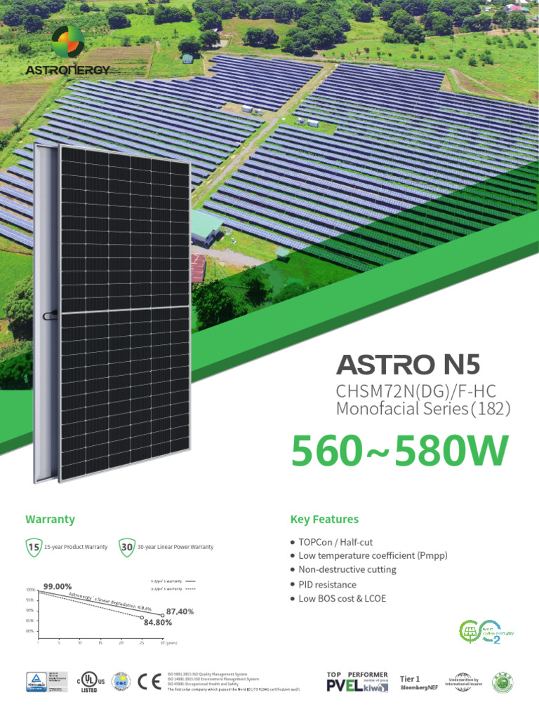 (ASTRONERGY) Datasheet - ASTRO N5 - 560 - 580 N-TYPE - MONOFACIAL | PDF ...