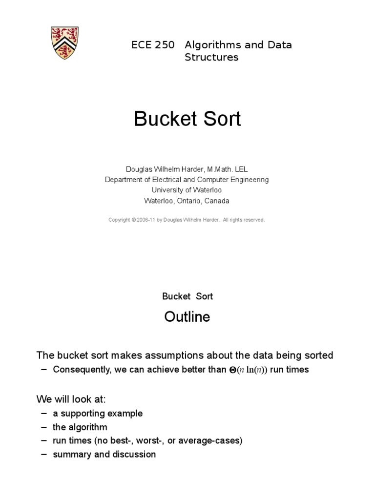 Bucket Sort: ECE 250 Algorithms and Data Structures | PDF | Array Data Structure | Mathematical ...