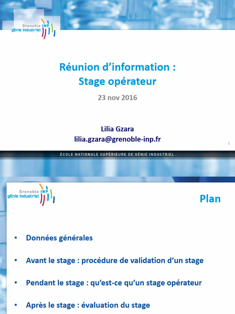 Informations sur le stage opérateur | PDF | Business | Ingénieur industriel