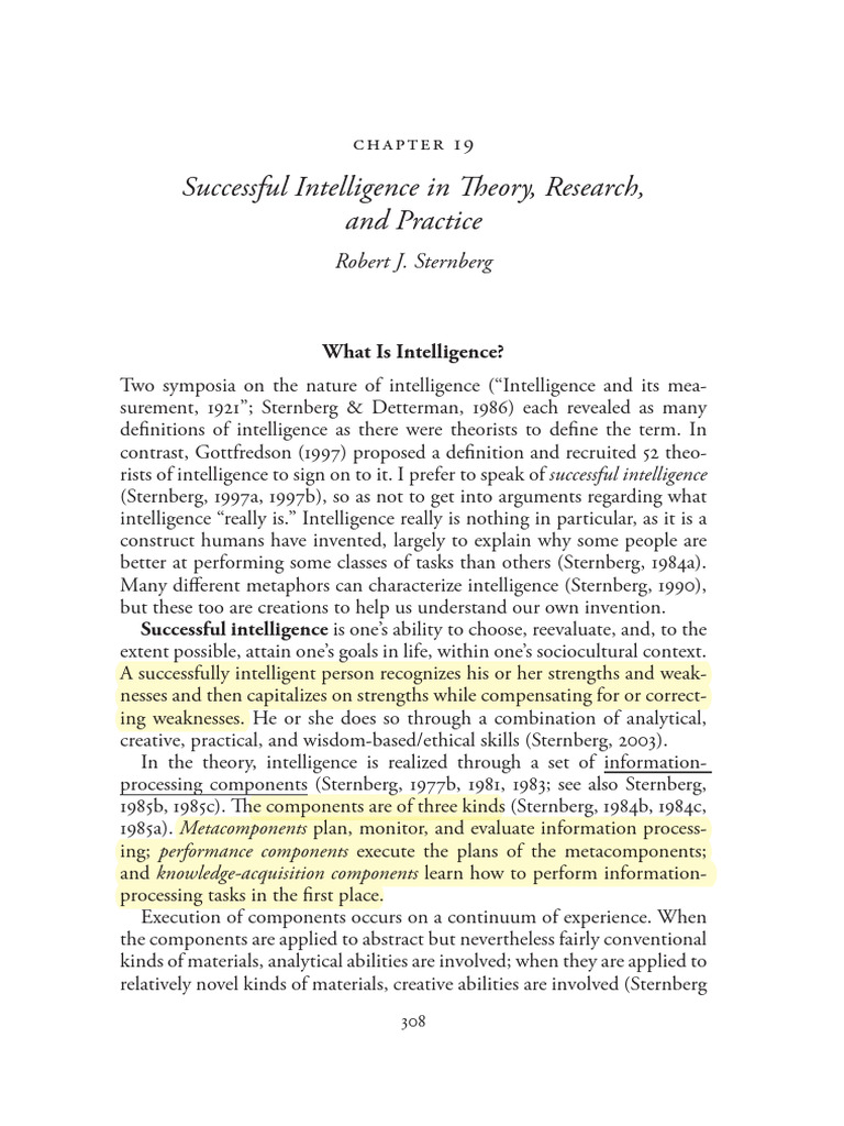 C - Sternberg, R. (2018) - Successful Intelligence in Theory, Research ...