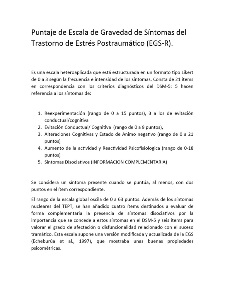 Escala EGS-R para Evaluar TEPT | PDF
