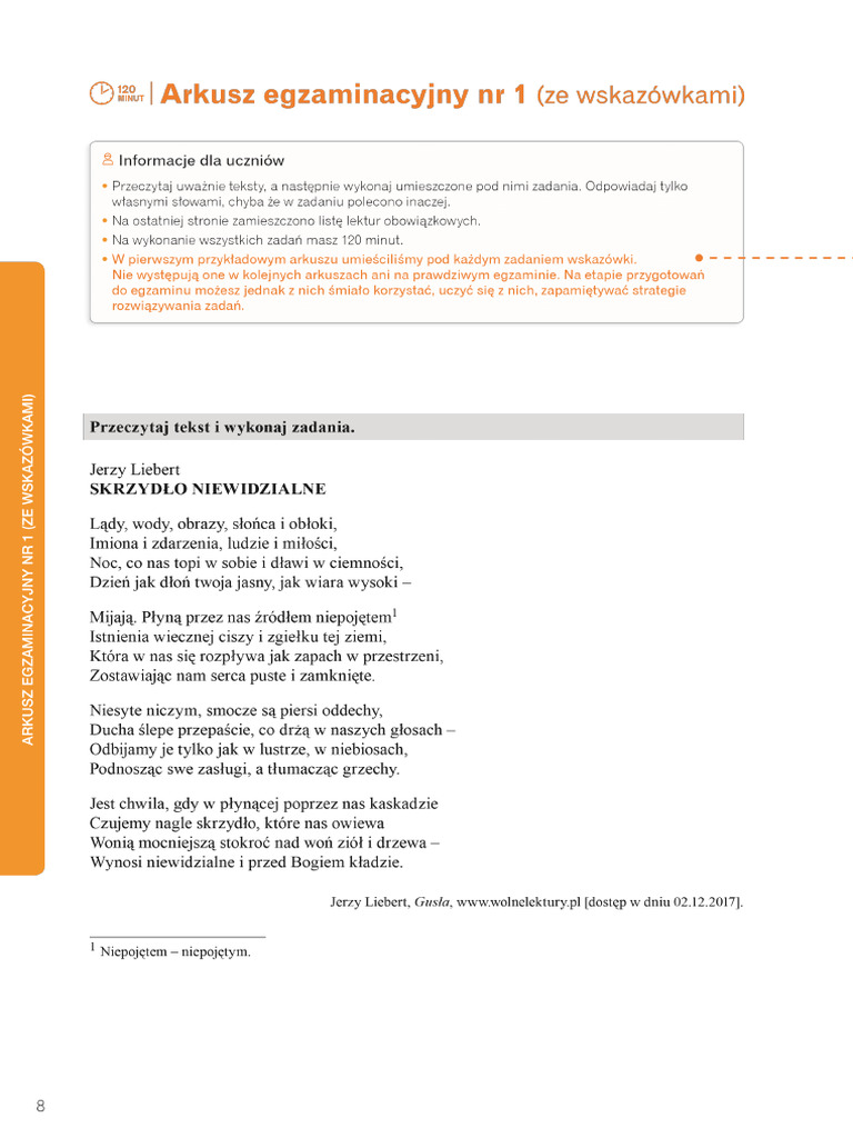 Teraz Egzamin Osmoklasisty Arkusz 1 Do Powtorek 1 | PDF