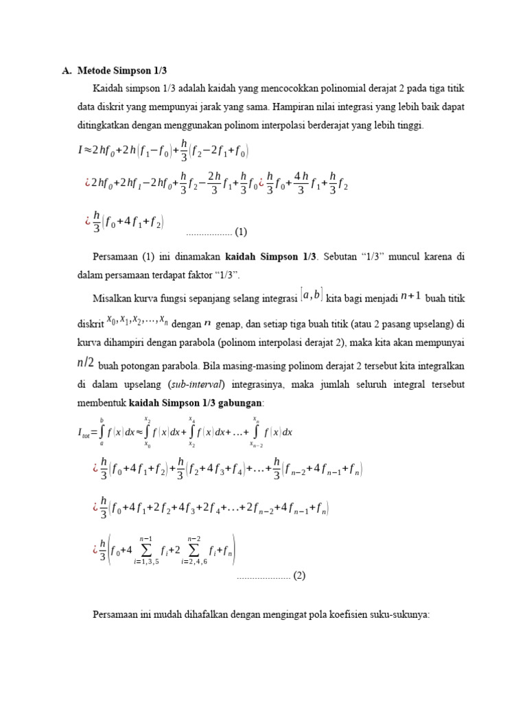 Integrasi Numerik Metode Simpson Dan Romberg | PDF | Sains & Matematika | Komputer