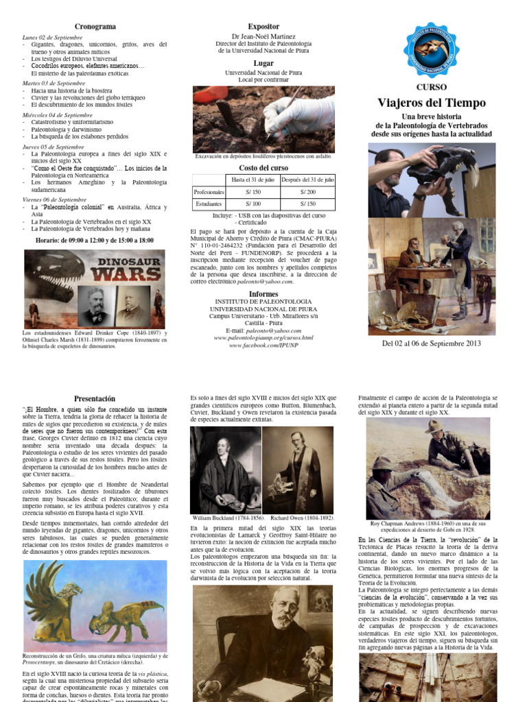 Viajeros Del Tiempo - Triptico | PDF | Evolución | Dinosaurios