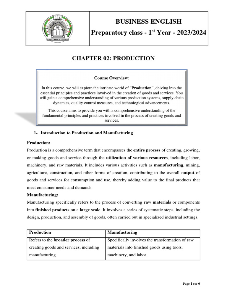 Chapter 2 - Production | PDF | Automation | Entrepreneurship