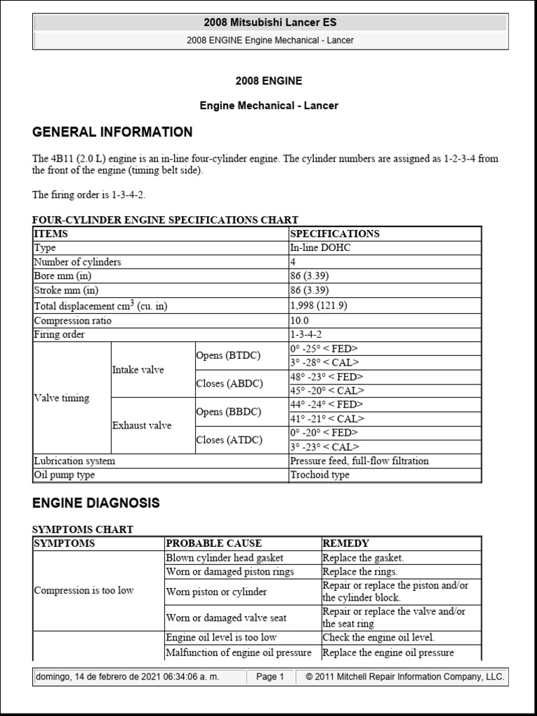 2008 Mitsubishi Lancer ES 2.0L | PDF | Belt (Mechanical) | Electrical ...