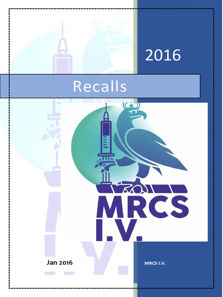 MRCS Recall All Jan Exams 2016 - 2021 | PDF | Knee | Hip