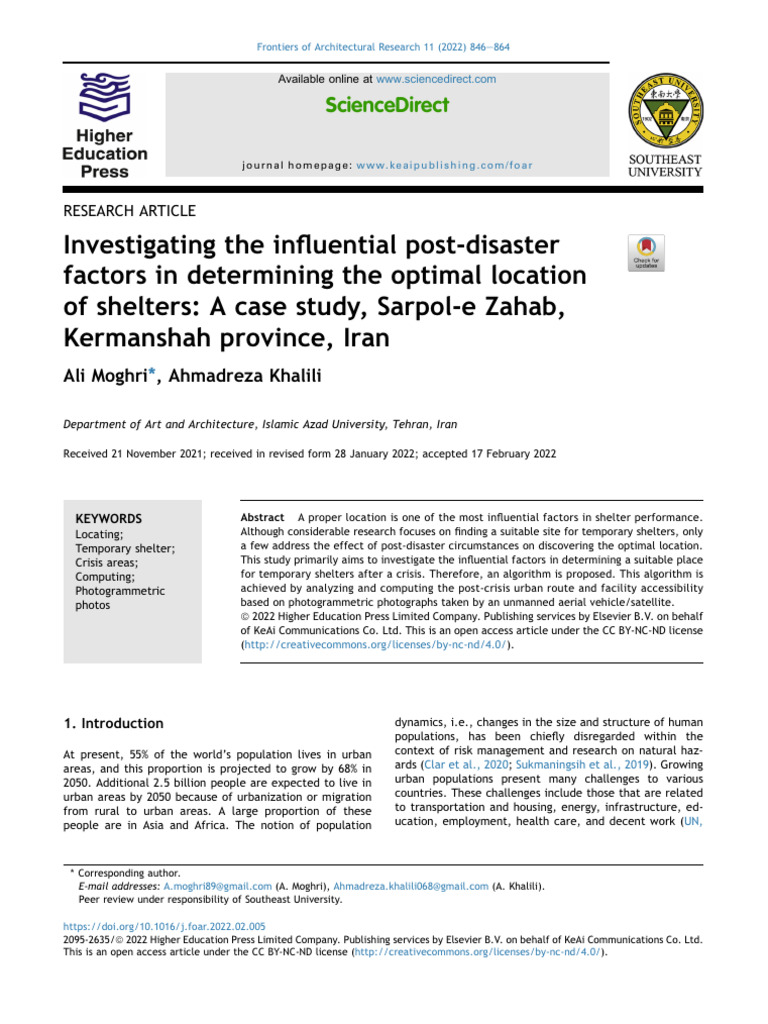 Investigating The Influential Post-Disaster Factors in Determining The ...