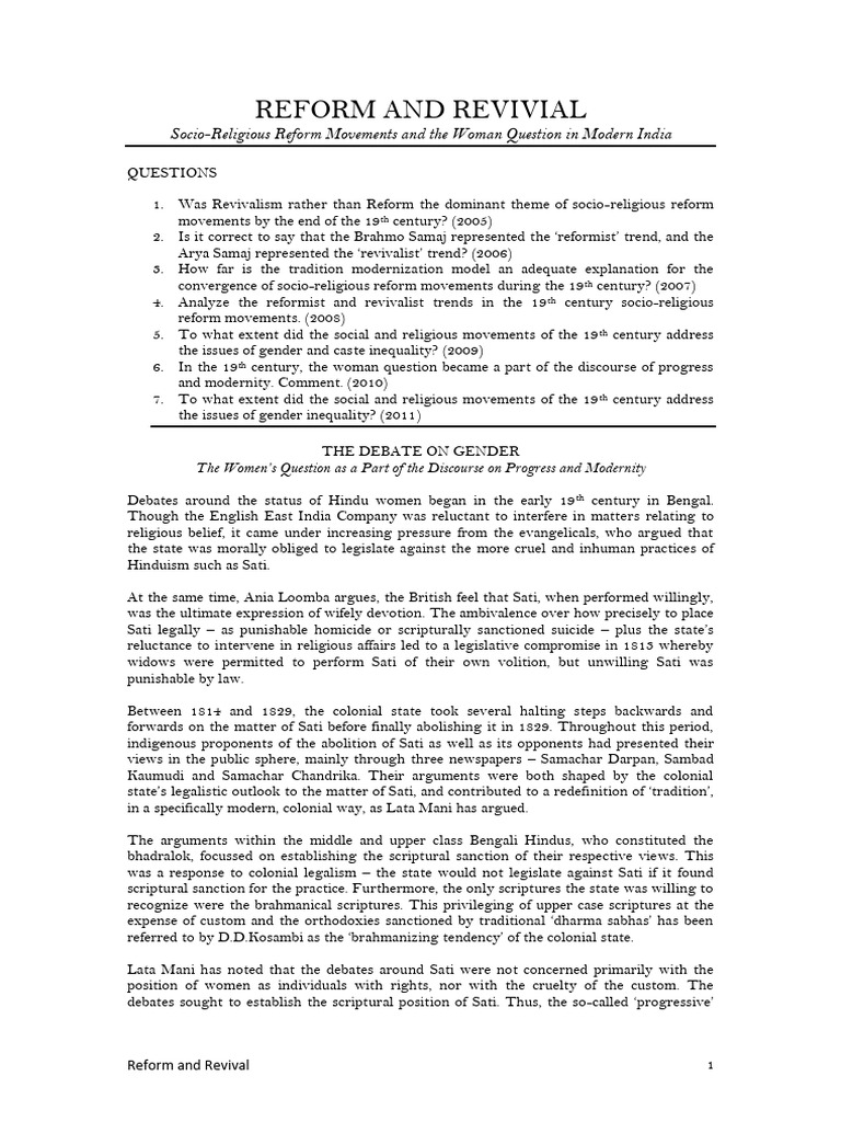 Socio - Religious Reform Movements in India | PDF