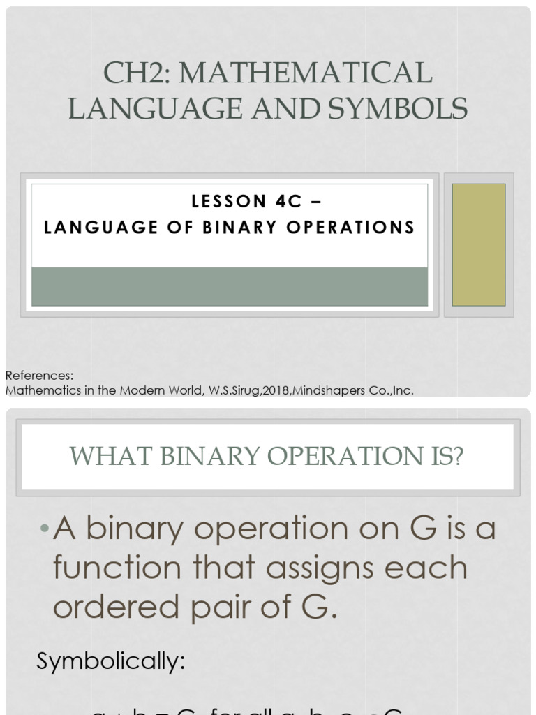 2-3 - Language of Binary Operations | PDF | Group (Mathematics) | Abstract Algebra