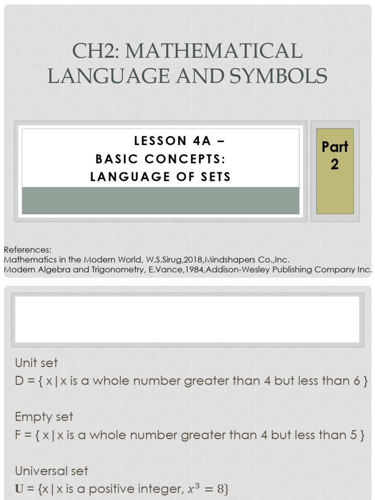 2-2 - Language of Sets Part 2 | PDF | Integer | Numbers