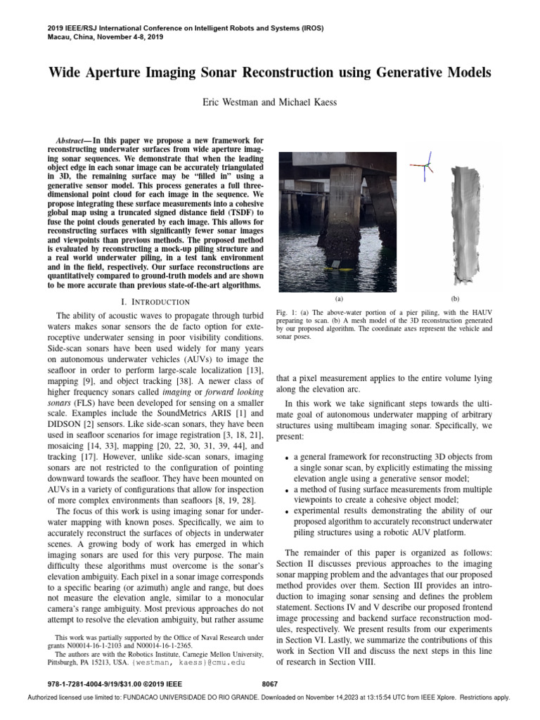 Wide Aperture Imaging Sonar Reconstruction Using Generative Models | Download Free PDF | Image ...