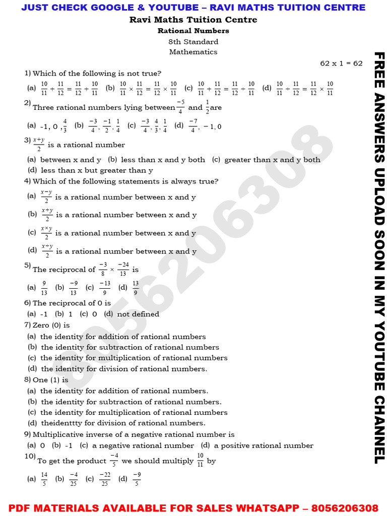 Five Rational Numbers Between 3/5 and 2/3 | PDF | Integer | Numbers