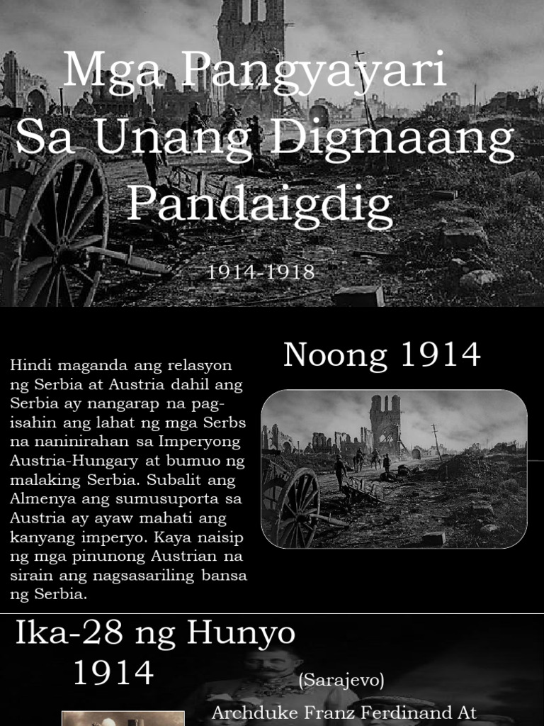 Mga Pangyayari Sa Unang Digmaang Pandaigdig | PDF