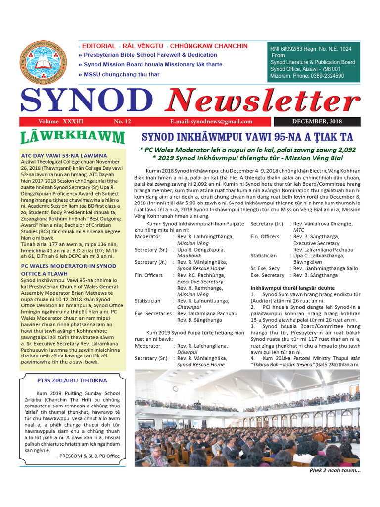 Synod Newsletter December 2018 | PDF