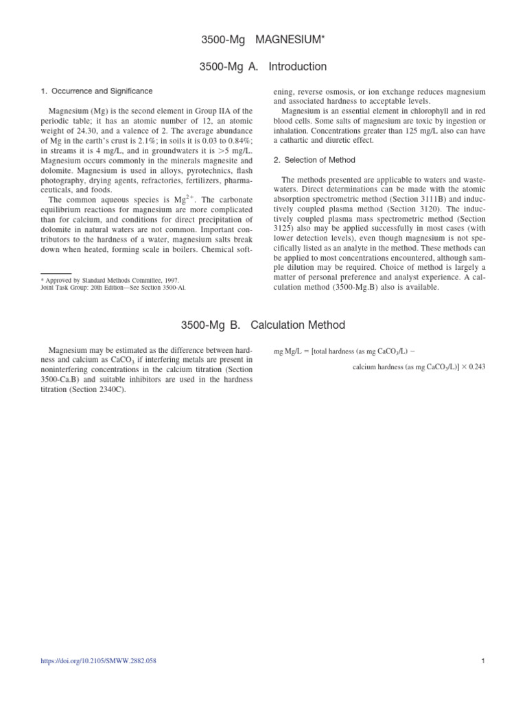 Magnesio Standard - Methods - For - The - Examination - Of-325 | PDF ...