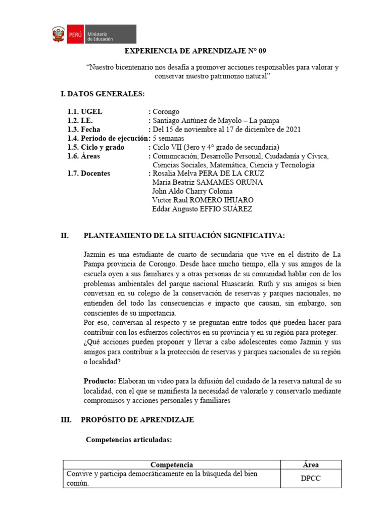 Experiencia de Aprendizaje #9 Vii | PDF | Aprendizaje | Información