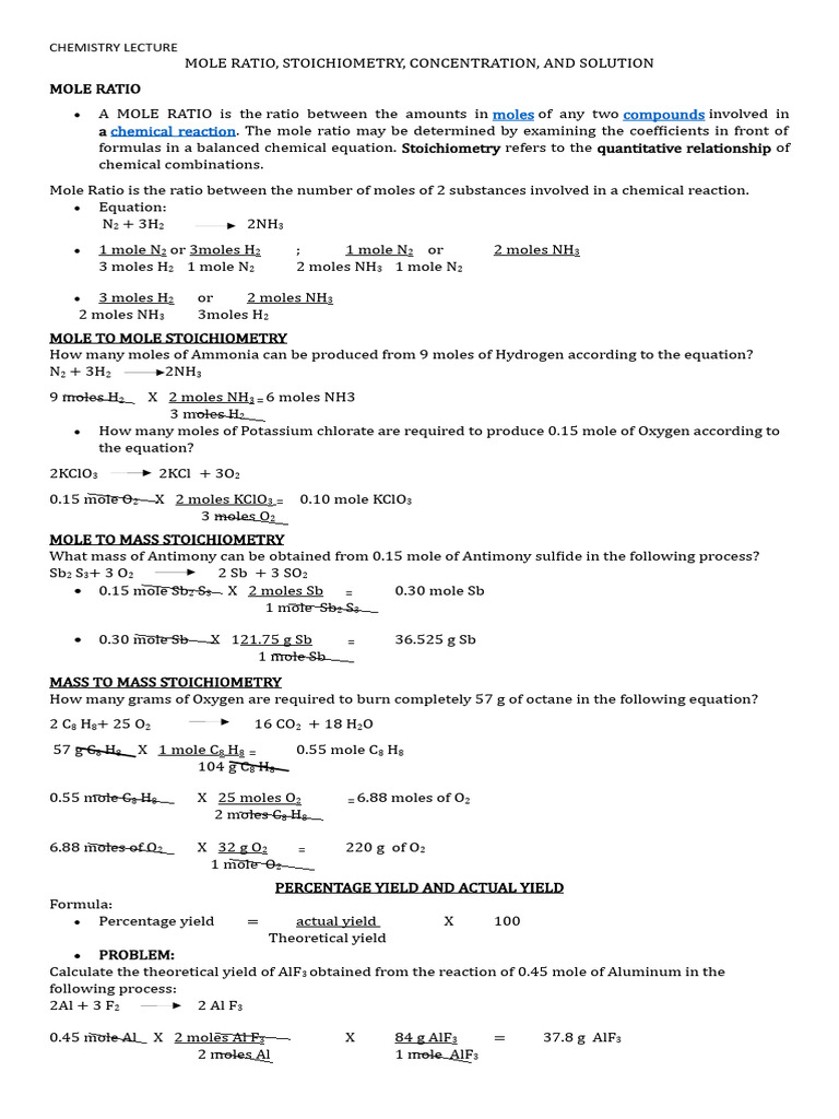 Mole Ratio | PDF | Solubility | Stoichiometry