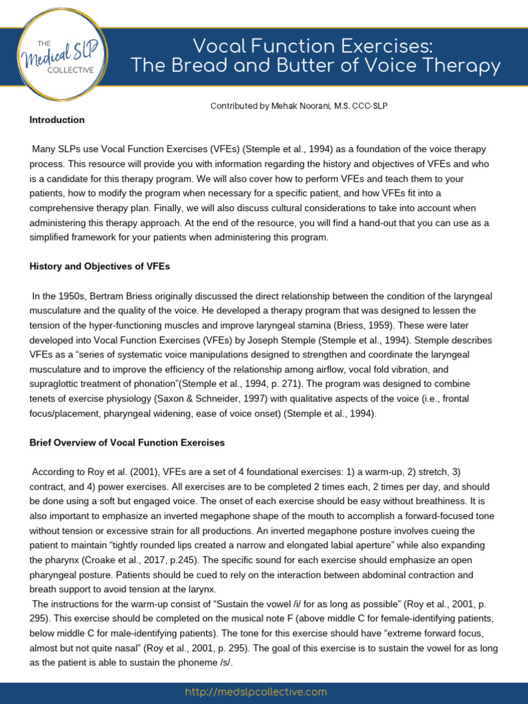 Vocal Function Exercises Guide | PDF | Human Voice | Larynx