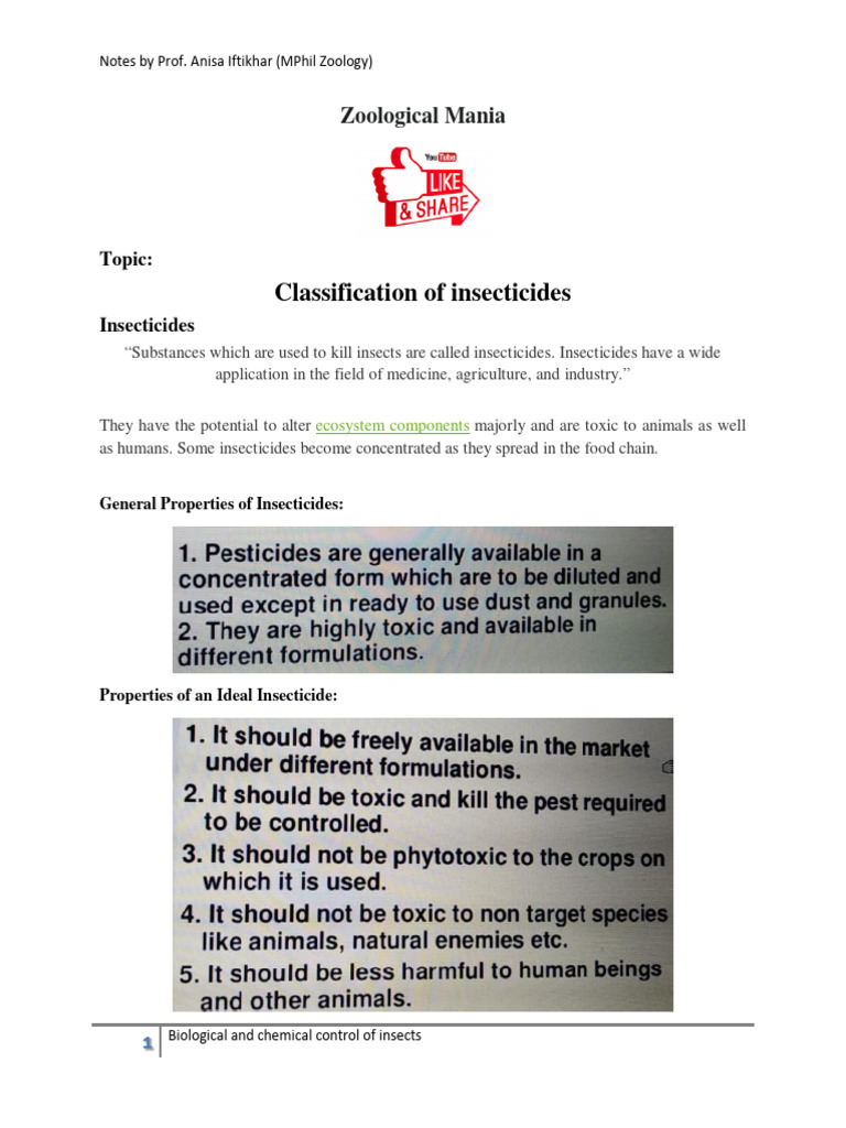 Classification of Insecticides | PDF | Insecticide | Poison