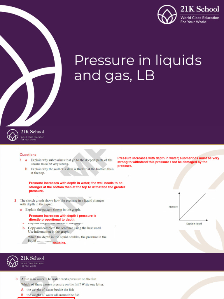 Pressure in Liquids and Gas, LB | PDF