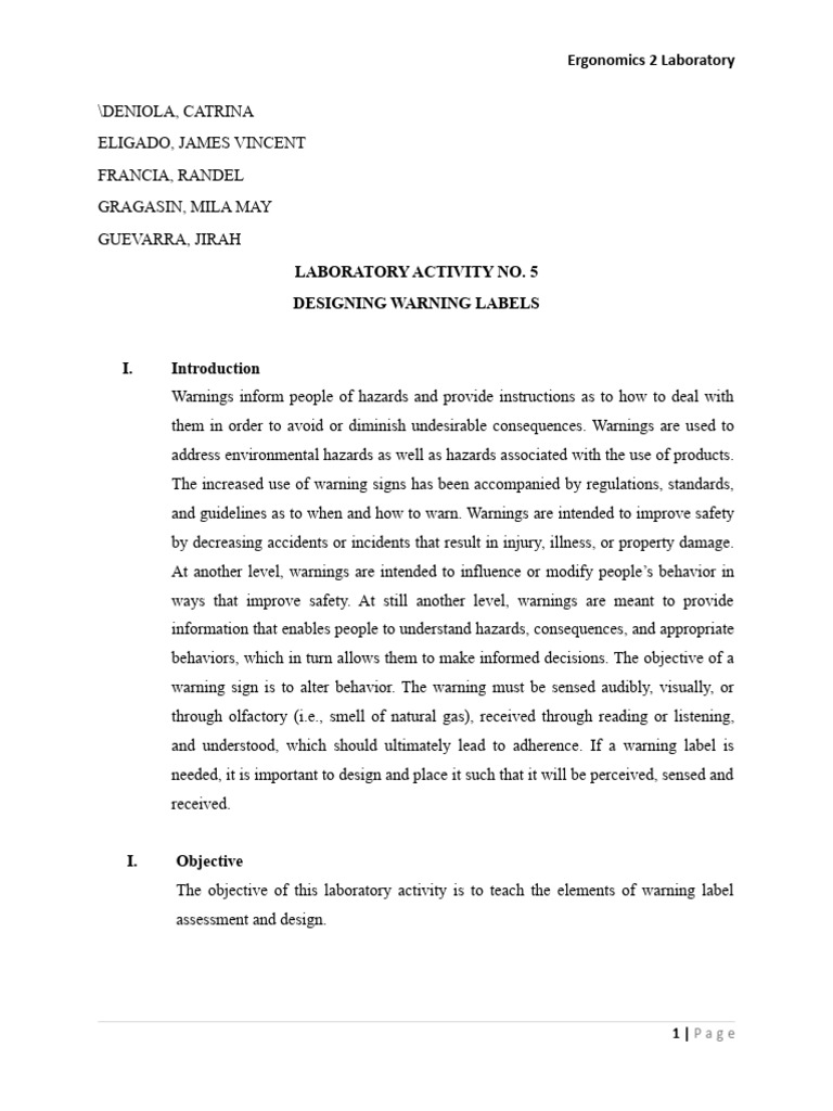 Lab5 GRP4 | PDF | Safety | Hazards