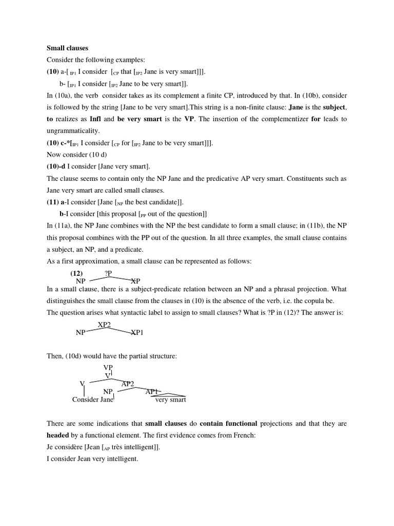 9-Lesson 9 Small Clauses | PDF | Clause | Adjective