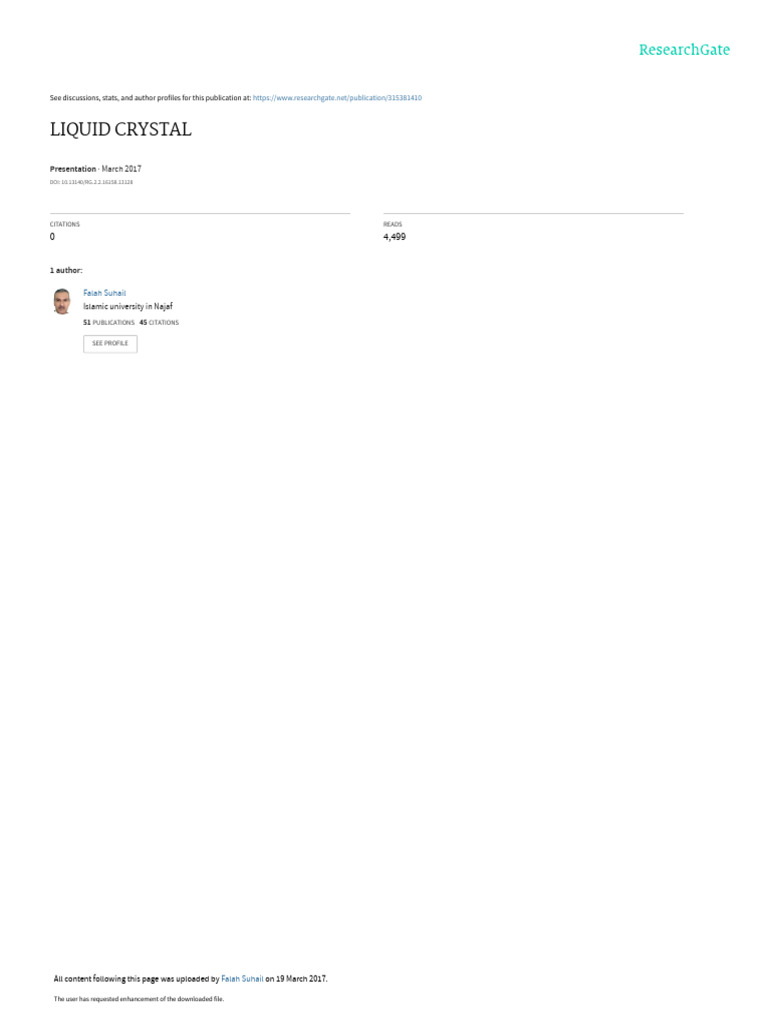 Liquid Crystal | PDF | Liquid Crystal | Polymers