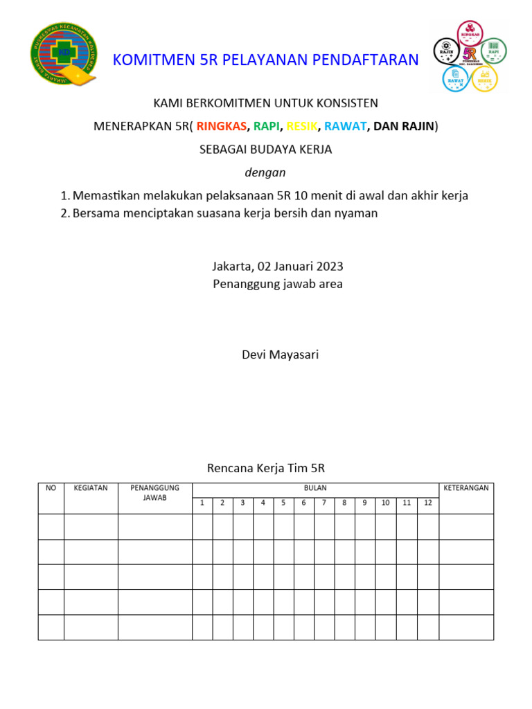 Komitmen 5R Pelayanan Pendaftaran | PDF | Pengembangan Diri