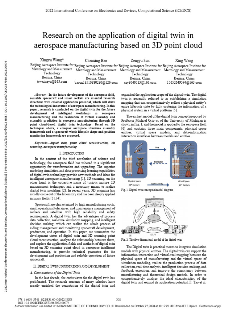 Research On The Application of Digital Twin in Aerospace Manufacturing ...