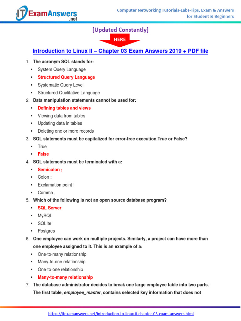 Introduction To Linux II - Chapter 03 Exam Answers 2019 + PDF | PDF ... Introduction To Linux II - Chapter 03 Exam Answers 2019 + PDF | PDF ...