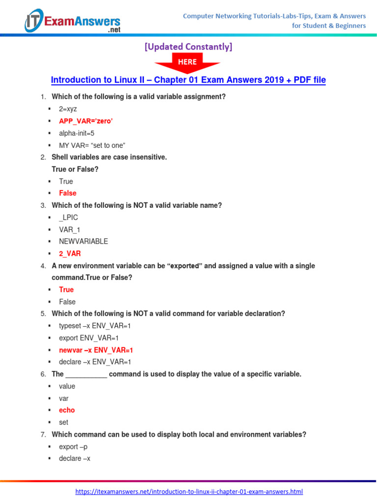 Introduction To Linux II - Chapter 01 Exam Answers 2019 + PDF | PDF | Utility Software ...
