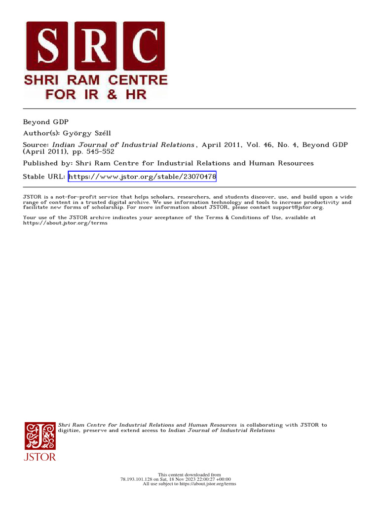 SZLL BeyondGDP 2011 | Download Free PDF | Economies