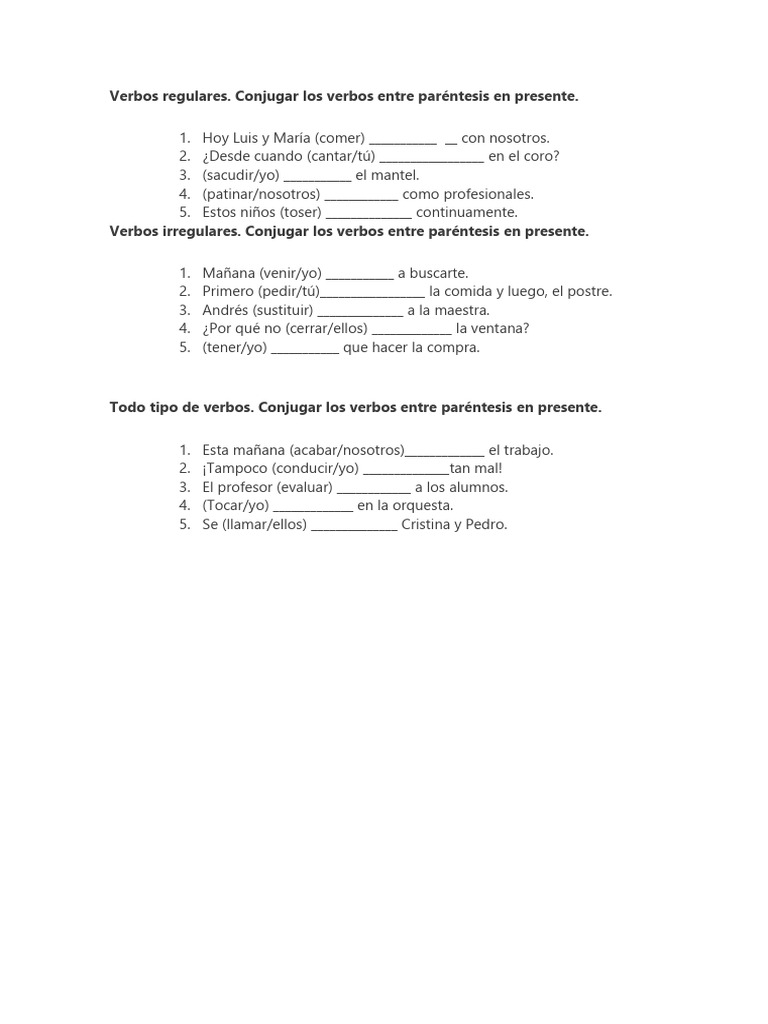 Conjugación de Verbos en Presente | PDF