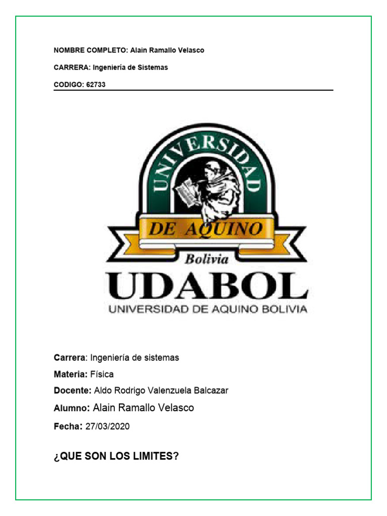 Investigacioncalculo Alain Ramallo Velasco | PDF | Límite (Matemáticas ...