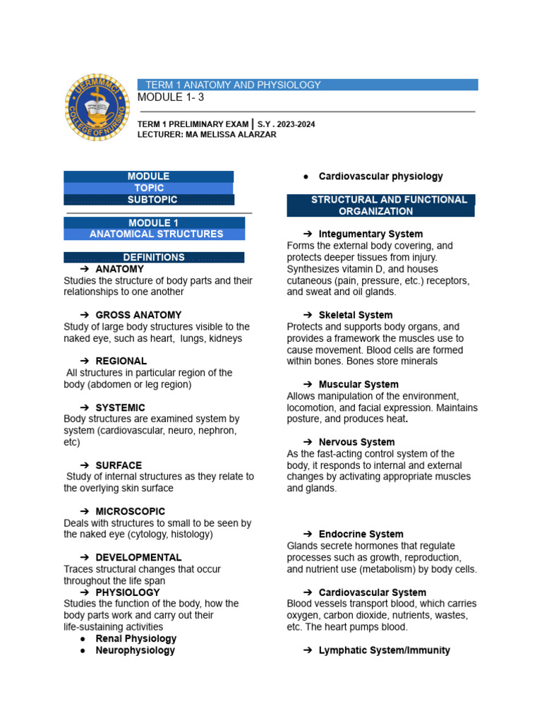 Anaphy Reviewer Prelims | PDF | Cell Membrane | Epithelium