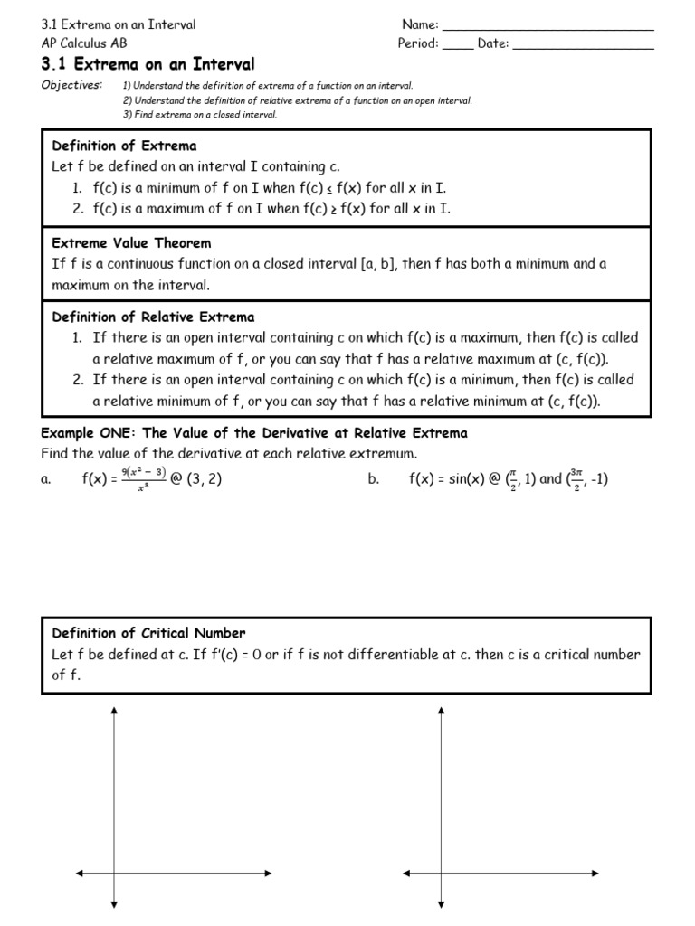 3 1ExtremaonanInterval | PDF | Mathematical Analysis | Mathematical Objects