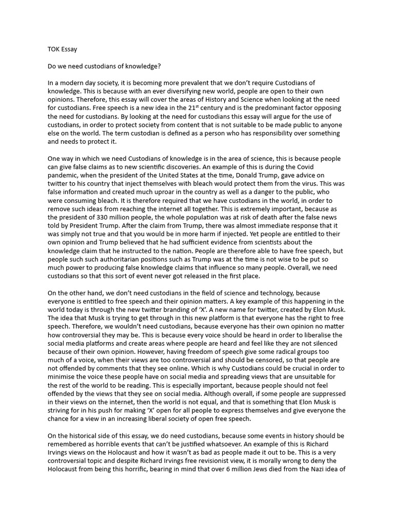 TOK Essay | PDF | Freedom Of Speech | Knowledge