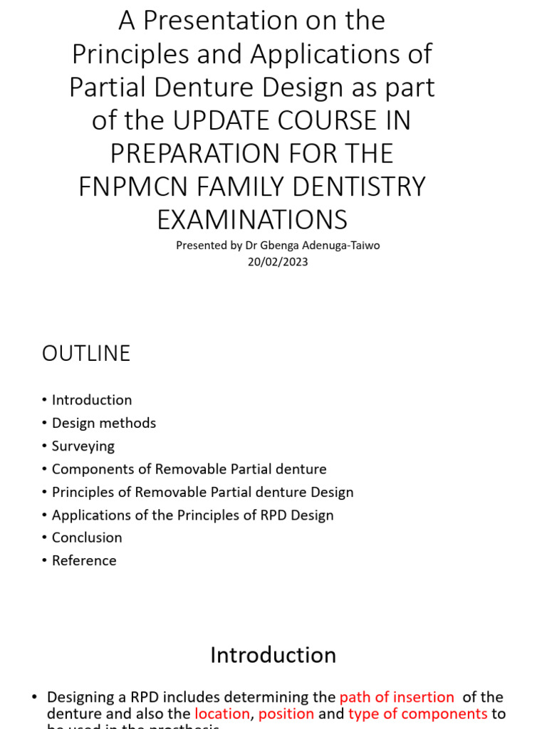 Partial Denture Design Principles | PDF | Dentures | Dentistry Branches